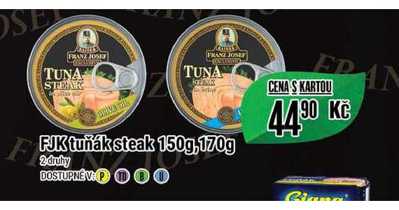 Franz Josef Tuňák steak 150g, vybrané druhy 160g v akci | AkcniCeny.cz