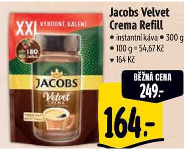 Jacobs Velvet Crema Refill, 300 g v akci za 164 Kč | AkcniCeny.cz