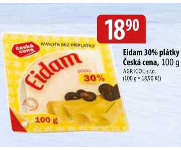 ARCHIV | Eidam 30% plátky 100 g v akci platné do: 22.8.2021 | AkcniCeny.cz