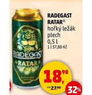 RADEGAST RATAR hořký ležák plech, 0,5 l v akci | AkcniCeny.cz