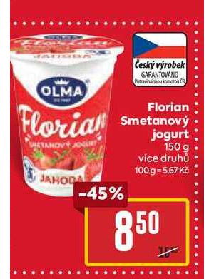 Florian Smetanový jogurt 150 g v akci | AkcniCeny.cz