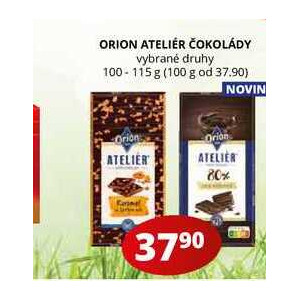 ORION ATELIÉR ČOKOLÁDY vybrané druhy 100-115 g v akci | AkcniCeny.cz