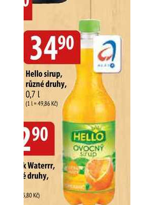 ARCHIV | Hello sirup, různé druhy, 0,7l v akci platné do: 14.11.2021 ...