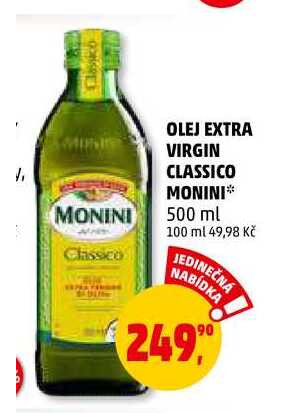 OLEJ EXTRA VIRGIN CLASSICO MONINI, 500 ml v akci | AkcniCeny.cz