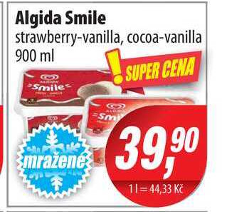 Algida Smile strawberry-vanilla, cocoa-vanilla 900 ml v akci | AkcniCeny.cz