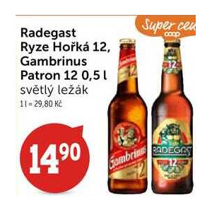 ARCHIV | Radegast Ryze Hořká 12, Gambrinus Patron 12 0,5l světlý ležák ...