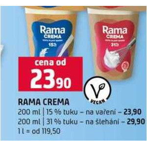 RAMA CREMA VECAN 200 ml 15% tuku na vaření 200 ml 31% tuku na šlehání v ...