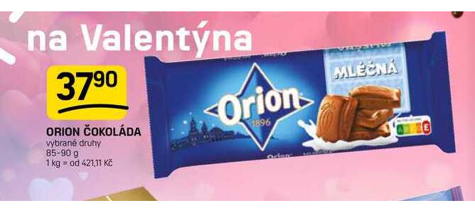 ORION ČOKOLÁDA vybrané druhy 85-90 g v akci | AkcniCeny.cz