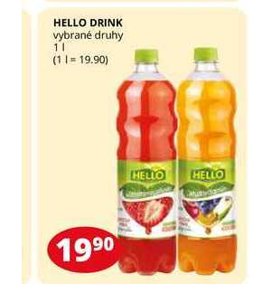 HELLO DRINK vybrané druhy 1l v akci FLOP | AkcniCeny.cz