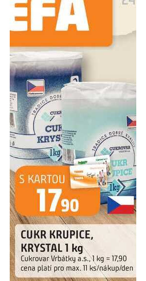 CUKR KRUPICE, KRYSTAL 1 kg v akci | AkcniCeny.cz