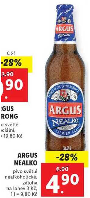 ARCHIV | ARGUS NEALKO pivo světlé nealkoholické, 0,5 l v akci platné do ...