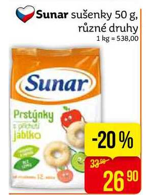 Sunar sušenky 50 g, různé druhy v akci | AkcniCeny.cz