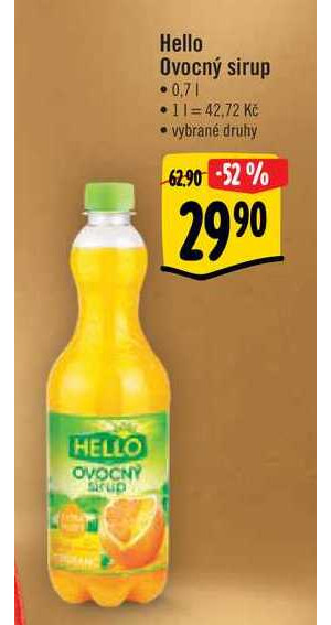 Hello Ovocný sirup 0,7l v akci | AkcniCeny.cz