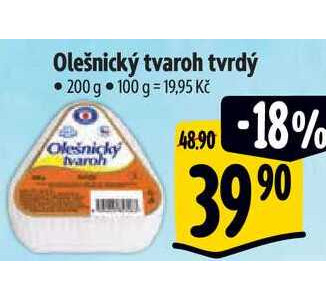 Olešnický tvaroh tvrdý, 200 g v akci | AkcniCeny.cz