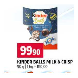 KINDER BALLS MILK & CRISP 90 g v akci | AkcniCeny.cz