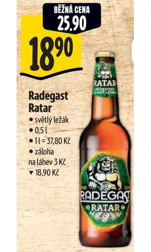 ARCHIV | Radegast Ratar, 0,5 l v akci platné do: 5.5.2026 | AkcniCeny.cz