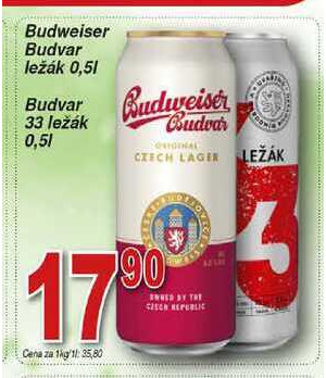 ARCHIV | Budweiser Budvar ležák plech 0,5l v akci platné do: 18.10.2021 ...