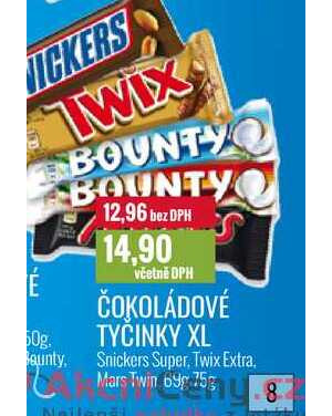 ČOKOLÁDOVÉ TYČINKY XL Snickers Super. Twix Extra Mars Twin 9, 75g v ...