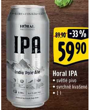 Horal IPA světlé pivo svrchně kvašené, 1 l v akci | AkcniCeny.cz