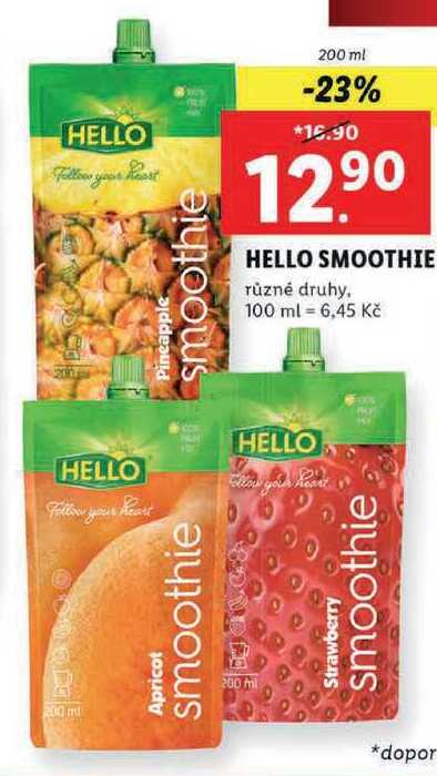 HELLO SMOOTHIE různé druhy, 200 ml v akci | AkcniCeny.cz