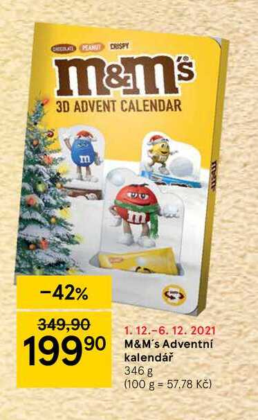 ARCHIV | M&M's Adventní kalendář 346 g v akci platné do: 6.12.2021 ...