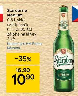 ARCHIV | Starobrno Medium 0,5 l v akci platné do: 3.1.2022 | AkcniCeny.cz