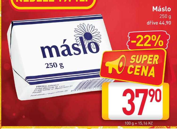 ARCHIV | Máslo 250 g v akci platné do: 24.12.2021 | AkcniCeny.cz