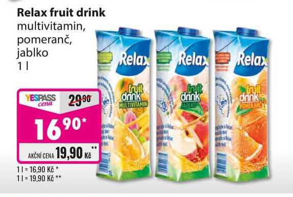 ARCHIV | Relax fruit drink multivitamin, pomeranč, jablko 1l v akci ...