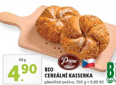 BIO CEREÁLNÍ KAISERKA pšeničné pečivo, 50 g v akci | AkcniCeny.cz