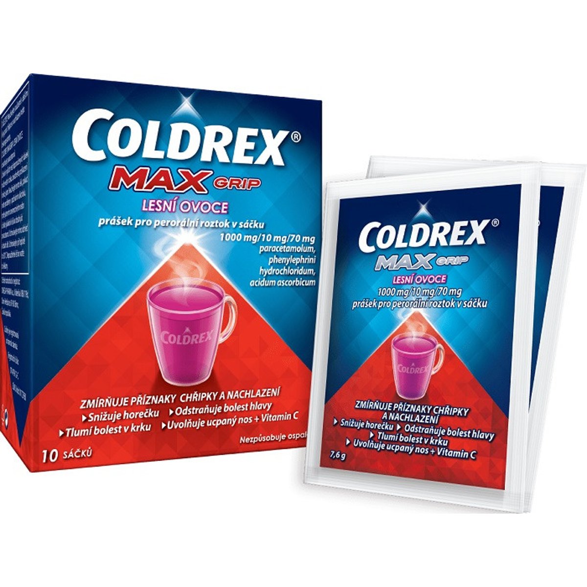 COLDREX MAXGRIP LESNÍ OVOCE 1000MG/10MG/70MG POR PLV SOL SCC 10 II v ...