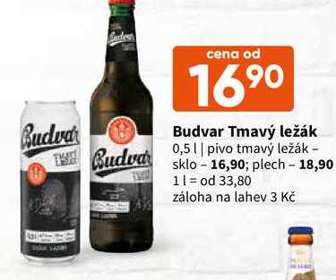 Budvar Tmavý ležák plech 0,5 l v akci | AkcniCeny.cz