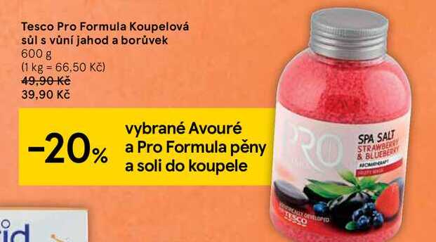 Tesco Pro Formula Koupelová sůl s vůní jahod a borůvek 600 g v akci ...