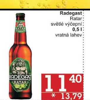 ARCHIV | Radegast Ratar světlé výčepní, 0,5 l v akci platné do: 14.3. ...