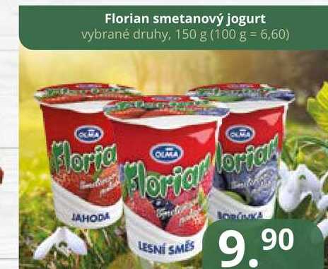 Florian smetanový jogurt vybrané druhy, 150 g v akci | AkcniCeny.cz