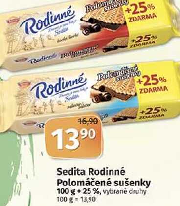 Sedita Rodinné Polomáčené sušenky 100g+25% v akci | AkcniCeny.cz