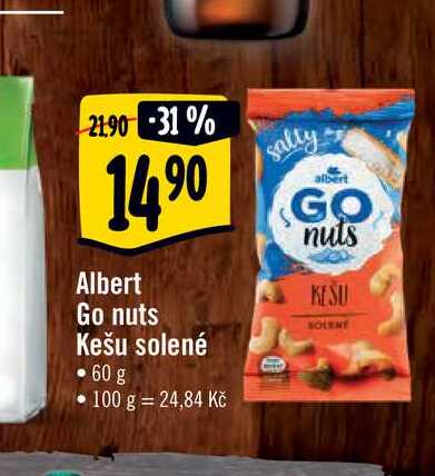 ARCHIV | Albert Go nuts Kešu solené 60 g v akci platné do: 29.3.2022 ...
