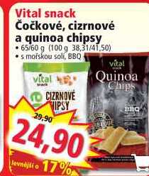 Vital snack Čočkové, cizrnové a quinoa chipsy 65/60 g v akci | AkcniCeny.cz