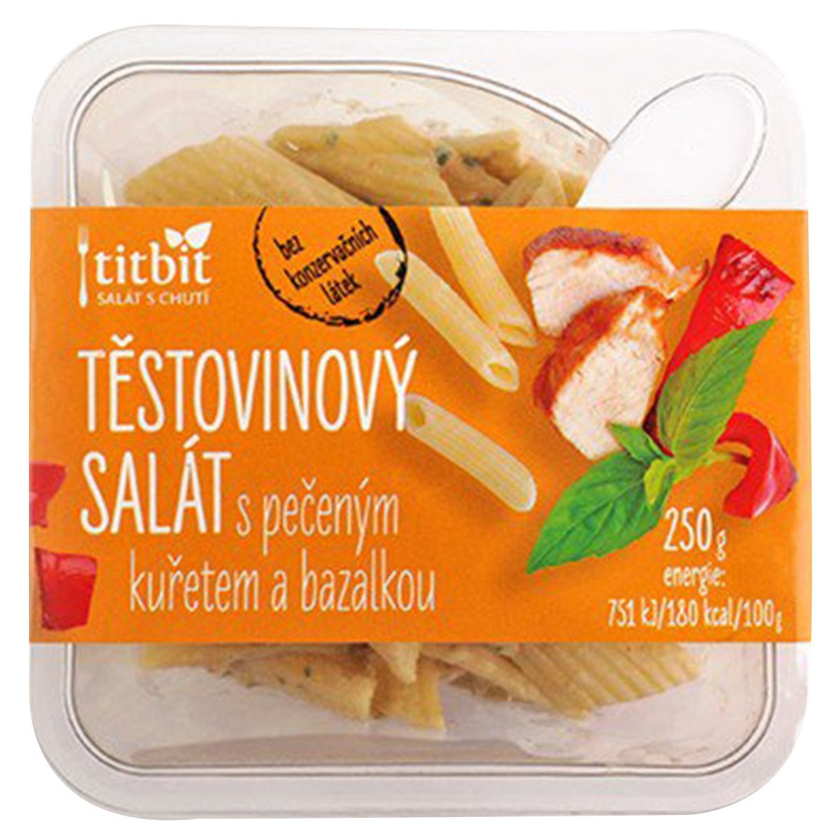 Titbit těstovinový salát s kuřetem a bazalkou v akci | AkcniCeny.cz
