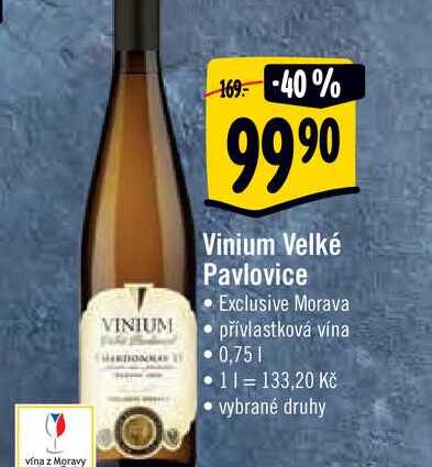 Vinium Velké Pavlovice Víno 3l v akci za 139,90 Kč | AkcniCeny.cz