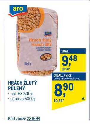 ARCHIV | aro HRÁCH ŽLUTÝ PŮLENÝ 500 g v akci platné do: 12.4.2022 ...