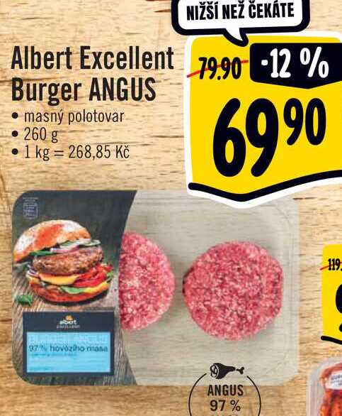 Albert Excellent Burger ANGUS 260 g v akci | AkcniCeny.cz