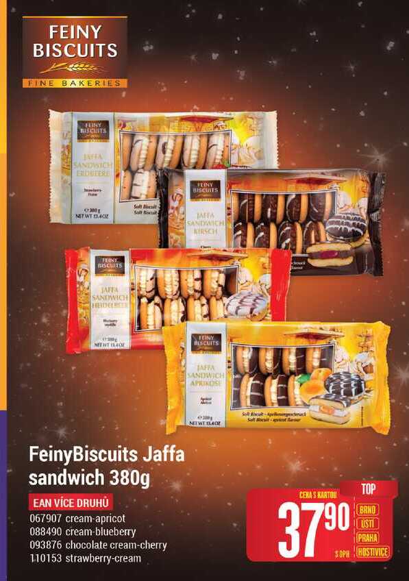 ARCHIV | Feiny Biscuits Jaffa sandwich 380g v akci platné do: 19.4.2022 ...