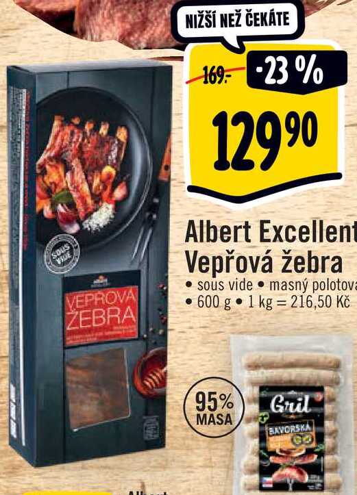 Albert Excellent Vepřová žebra PIRI-PIRI 600 g v akci | AkcniCeny.cz