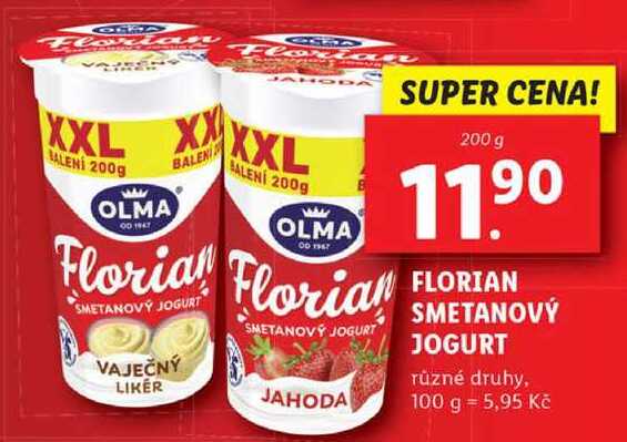 Florian smetanový jogurt 8% různé druhy 150 g v akci | AkcniCeny.cz