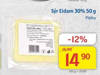 Eidam Sýr 30% Plátky 50 g v akci | AkcniCeny.cz