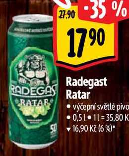 Radegast Ratar 0,5 l, plech v akci | AkcniCeny.cz