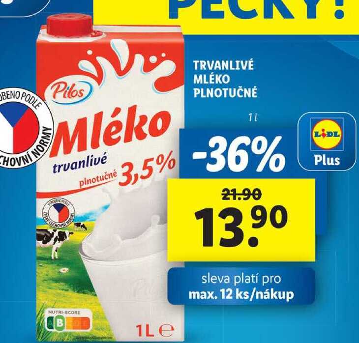 Trvanlivé mléko plnotučné, 1 l v akci | AkcniCeny.cz