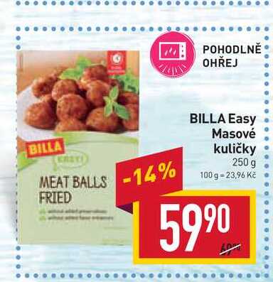 BILLA Easy Vepřové výpečky se špenátem 450 g v akci | AkcniCeny.cz