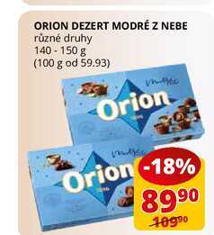 Orion ,,Modré z nebe" různé druhy 140 - 150 g v akci | AkcniCeny.cz