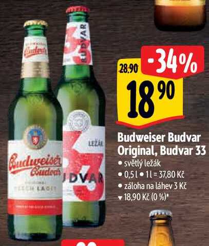 ARCHIV | Budweiser Budvar Budvar 33 0,5 l v akci platné do: 30.10.2023 ...